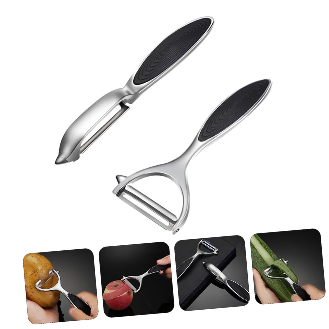 Hemoton 2pcs Peeler vegetable graters fruit skin cutter kitchen hand grater hand potato slicer potato peeling tool vegetable skin remover Stainless steel scraper Zinc alloy to rotate