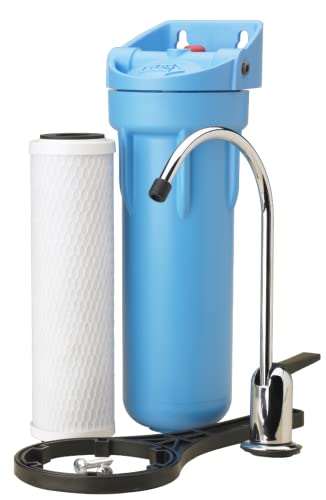 Pentair OMNIFilter CBF1 Water Filtration System, 10" Single-Stage Under Sink Filter System, Includes Housing, CB1 Carbon Cartridge, Faucet, Pressure Relief Valve, Wrench and All Hardware, 0.5 Micron