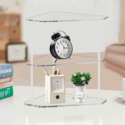 Tasybox Corner Shelf 2 Tier Bathroom Counter Organizer Acrylic Countertop Corner Shelves for Bathroom Kitchen Office Vanity Makeup Spice