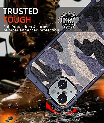 YOVIAKK for iPhone 13 Mini 5.4 Inch Camo Case Military Grade Armor Hybrid Phone Case [Camouflage Design] Heavy Duty Tough Rugged Case for Boys Men, Blue