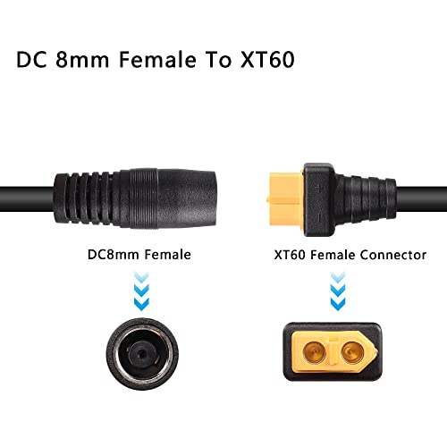 PNGKNYOCN DC 8mm to XT60 Power Cable 14AWG DC 8mm Female to XT60 Female Adapter Cable for Solar Panel Portable Power Station Solar Generator(1.5M/4.9Ft)
