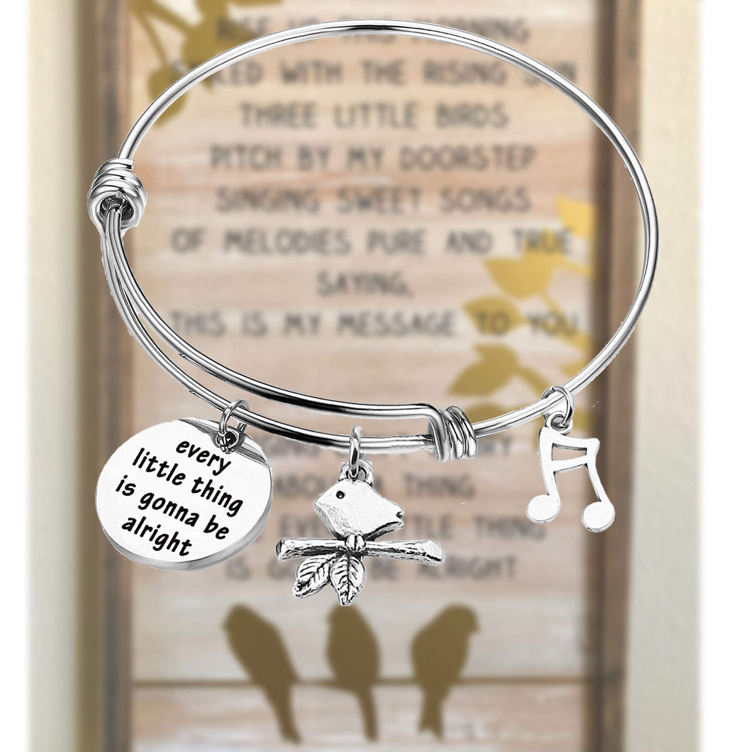 Gzrlyf Every Little Thing is Gonna be Alright Three Little Birds Keychain Inspirational Gifts (Bracelet)