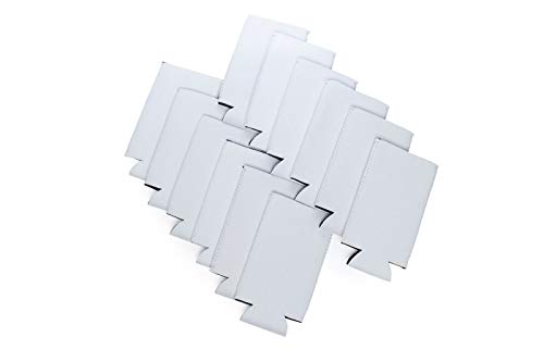 SNERTZ 12 Pack Slim Can Cooler White Blank DIY Sublimation Durable Neoprene Insulated Skinny Beer Seltzer Can Holder Cooler Sleeve Coolies Fits 12oz cans