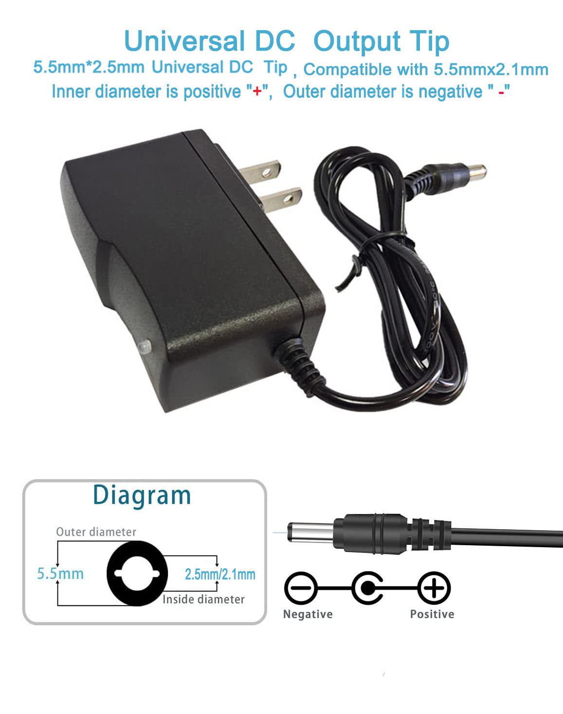 MTYTOT 2PCS 3V 1Amp Power Adapter Supply 100-240 AC to DC 3Volt 1000mA 0.8A 450mA 2.5mm X 5.5mm TIP Transformer Adapter for LED Lights Tabletop Fountain, Replacement 2AA's in Small Devices