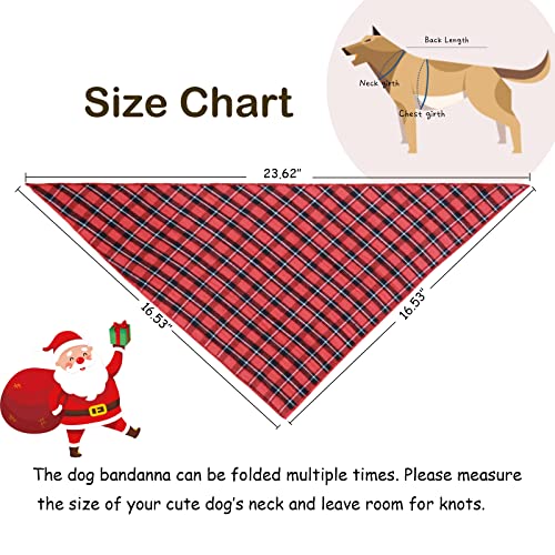 Waghaw My First Christmas Bandana, Dog Christmas Bandana 2 Pack Plaid Pets Bandana for Small Medium Large and Extra Large Dogs(3005-S)