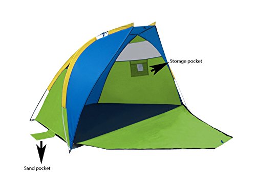 GigaTent Sun Shelter Beach Cabana Tent – Instant Set Up, UV Resistant, Waterproof - 7’ x 4’ with Mesh Windows - Zipper Door Doubles as Floor Extension