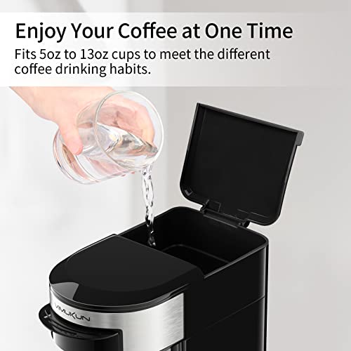 VIMUKUN Single Serve Coffee Maker, Compatible with K-Cup Pod & Ground Coffee, Coffee Brewer with One Button Operation and Auto Shut-off, 5-13 oz. Mini Size