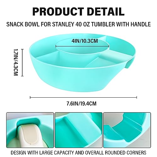 Snack Bowl for Stanley Cup, Reusable Snack Ring Tray Platter Compatible with Stanley 40 Oz Tumbler, 3 Compartments for Candy,Appetizer,Nuts,Popcorn, Cup Holder for Stanley Cup Accessories (Pink)