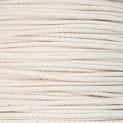 West Coast Paracord Diamond Braid Cotton Rope - All-Purpose Natural Sash Cord - Durable and Lightweight (100 Feet, 1/8 Inch)