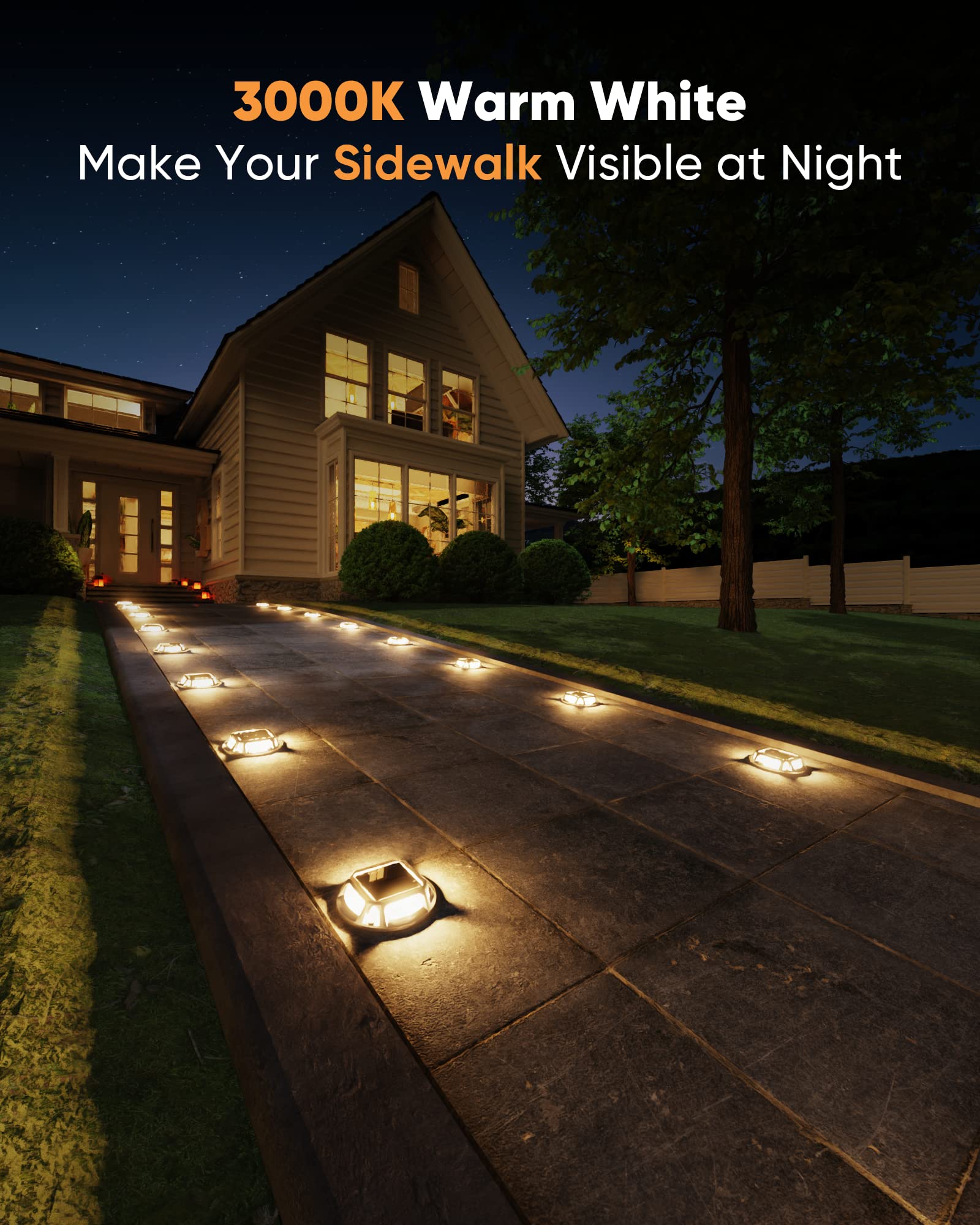 JACKYLED 8-Pack Solar Dock Lights Marine Waterproof LED, 4-Sided Lighting 12 LED Solar Powered Driveway Lights, Solar Driveway Markers for Boat Sidewalk Steps Backyard Garden (Cool White)