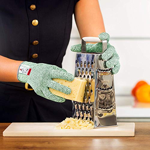 NoCry Cut Resistant Gloves — 100% Food Grade; Level 5 Protection; Ambidextrous; Machine Washable; Superior Comfort and Dexterity; Lightweight; Complimentary eBook
