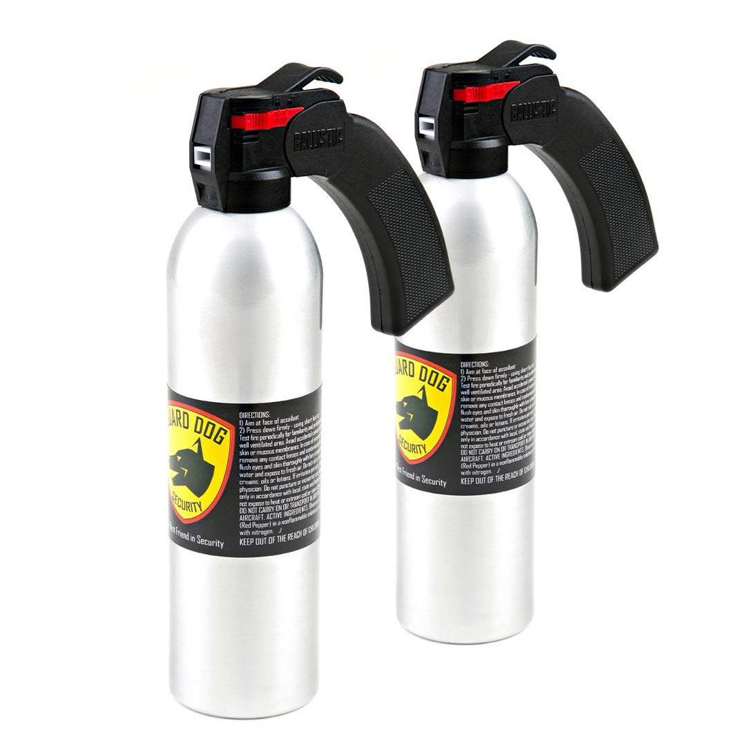 Guard Dog Home Defense Pistol Grip 24 oz pepper spray, 150 Bursts, 45 Feet (14 Meter) Range, UV Marking Dye, crowd control, Full Hand Grip, Safety pin (Single)