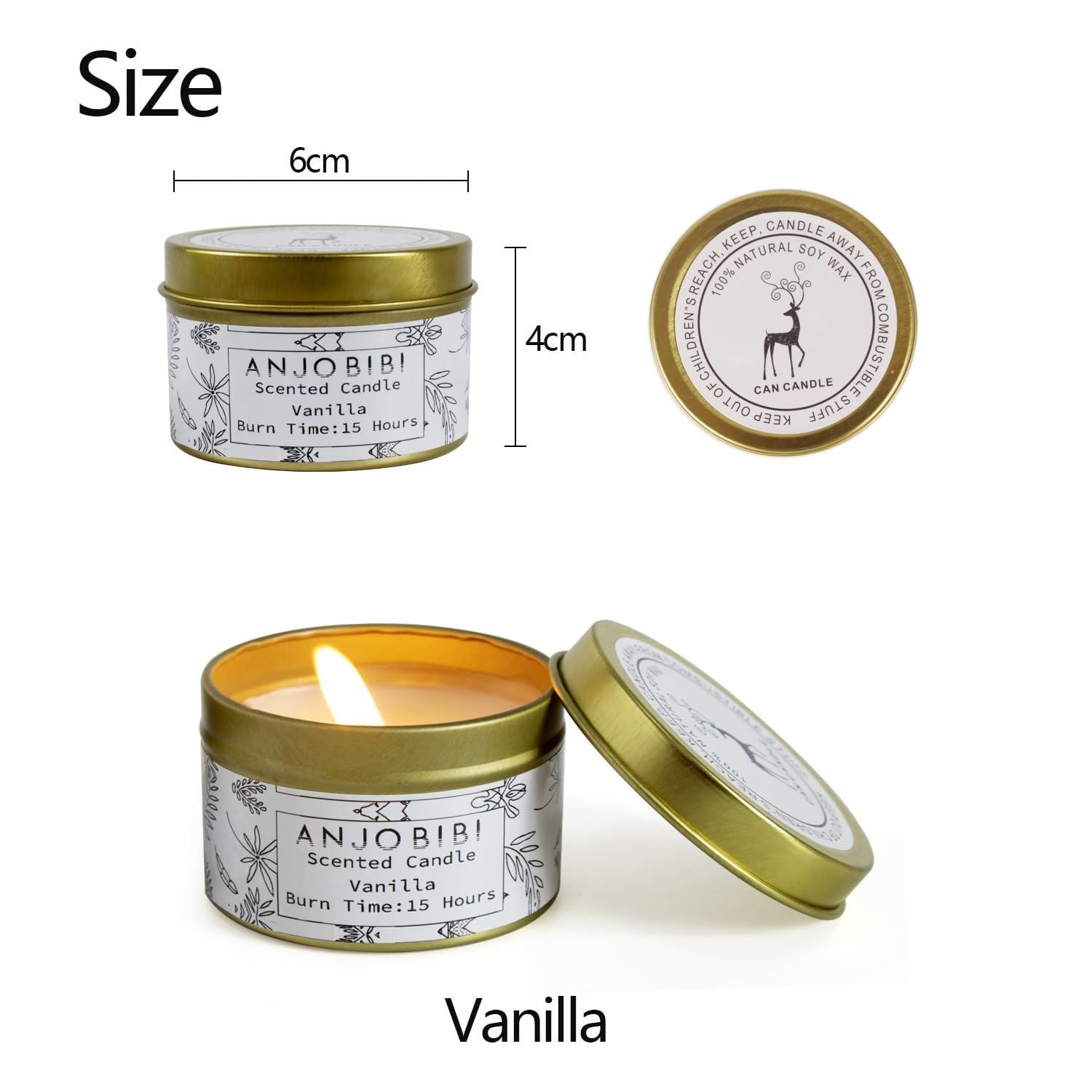 Vanilla Scented Candle Gifts for Women (2 Pack for Gold) - 2 Oz - 15 Hour Burn Time Long Lasting Candle,All Natural, Soy Candles, Soothe