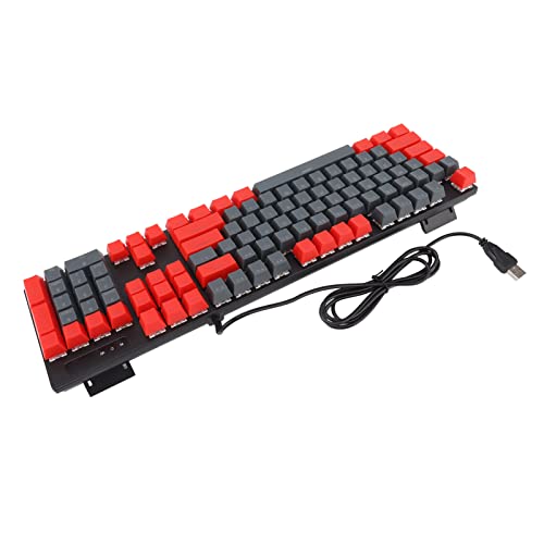 RGB Backlit Mechanical Gaming Keyboard, 104 Key Programmable Keyboard for Laptop PC Computer, Ergonomic Design, for Windows 10, Win 8, Win 7, OS X, Win XP, Vista(Red)
