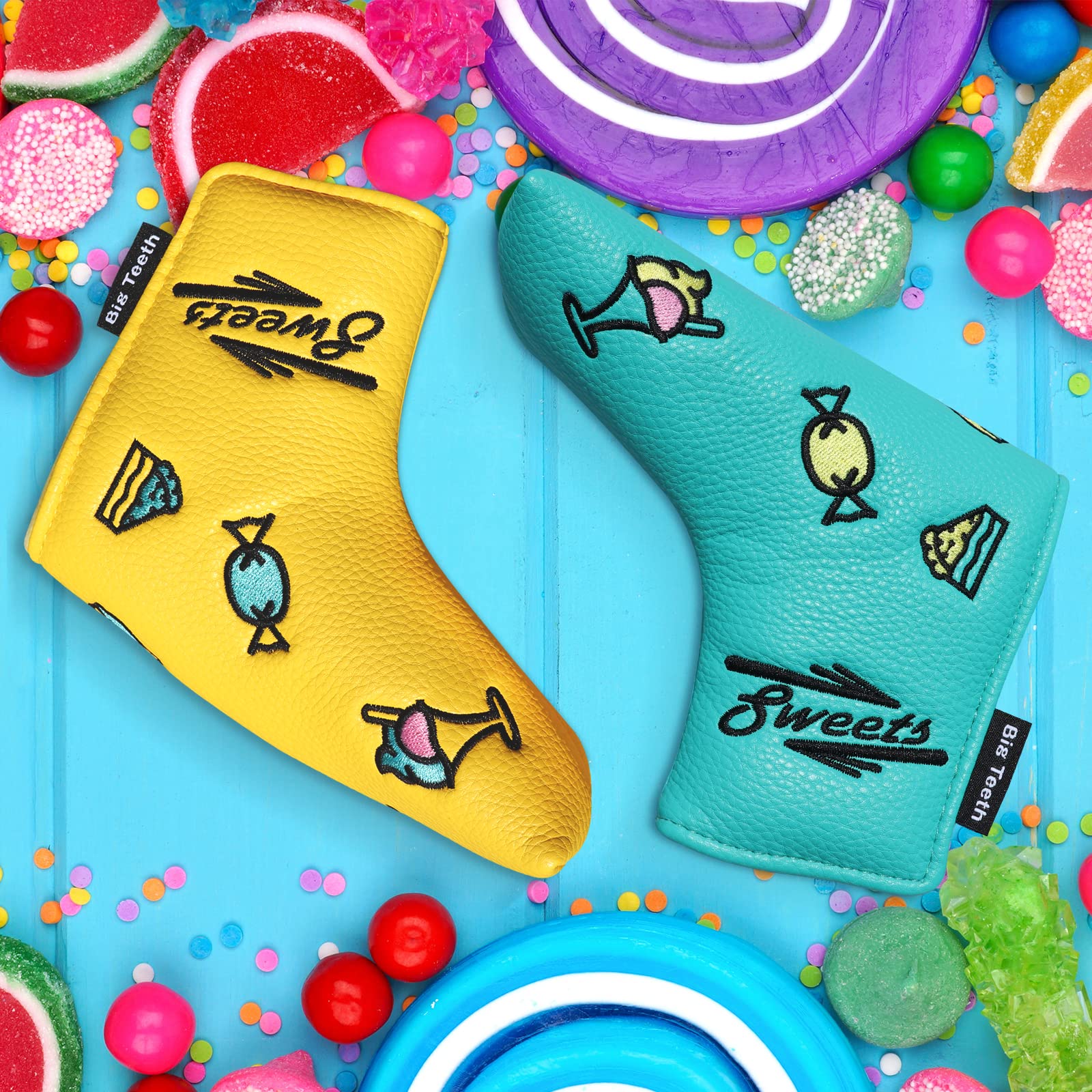 Golf Blade Putter Cover Headcover Club Protector Magnetic Bar Closure, Sweet Candy Putter Headcover Blade Putter Headcover for Scotty Cameron Taylormade Odyssey