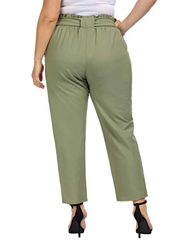 Hanna Nikole Women Casual Straight-Leg Pants Stretch Casual Plus Size Pants with Pockets 22W Green