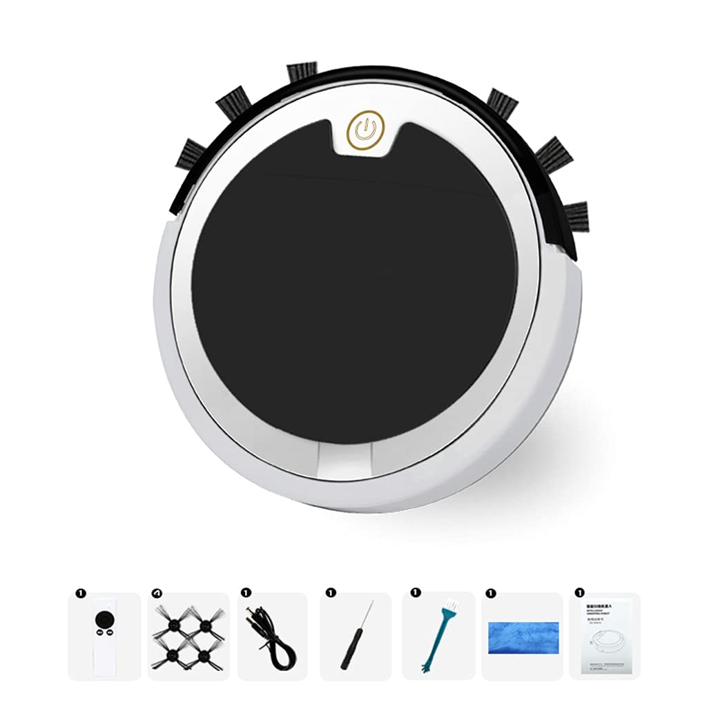 GRABLOOM 3-in-1 Auto Robotic Vacuum with for Smart Chips Suction Rechargeable Wet/Dry Use Super Quiet 90 Run for Time Robot Vacuum Cleaner Pet Hair Biscuit Crumb Cereal Dust Rechargeable