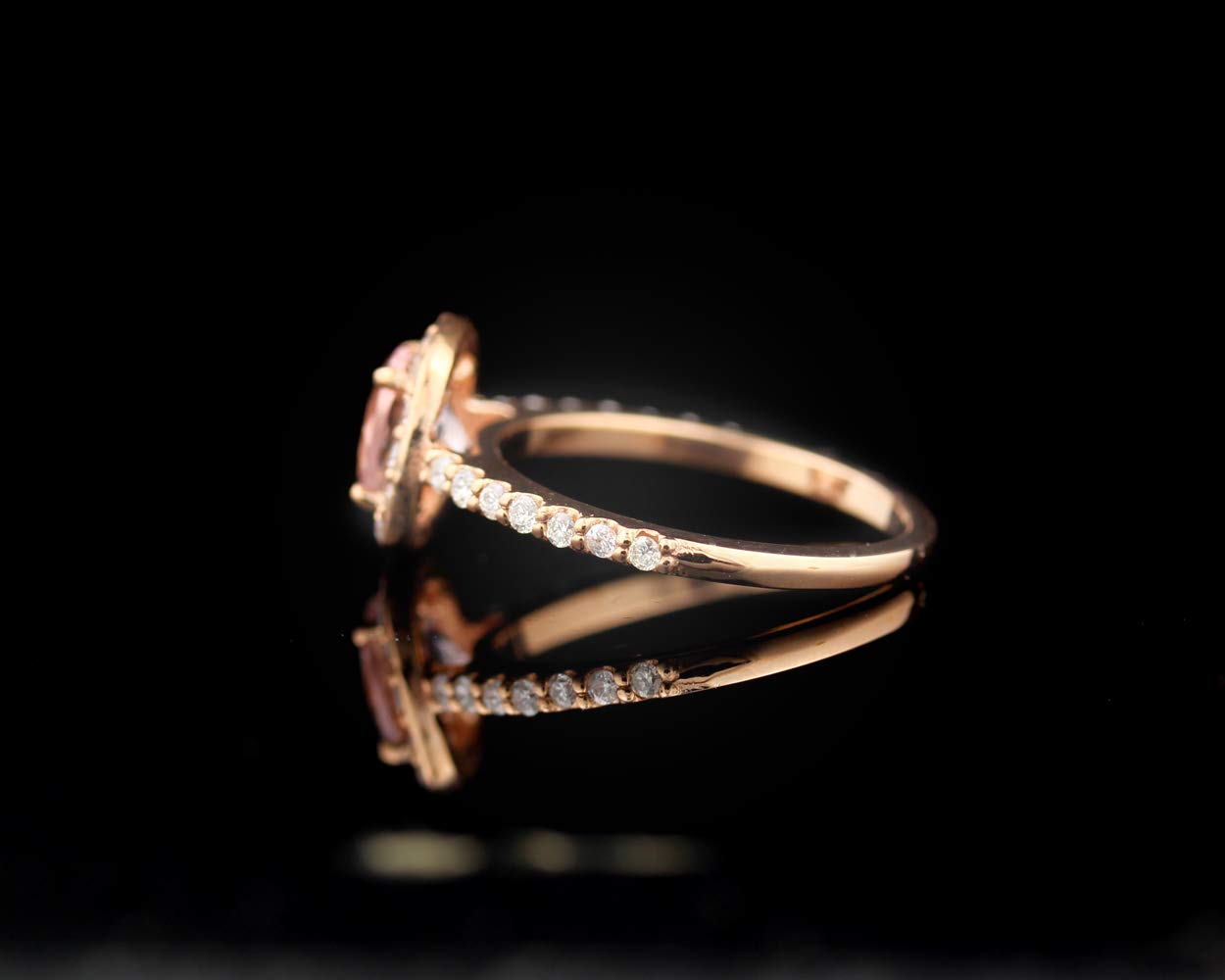 GNG 1.00 Cttw Natural Morganite and Diamond Halo Engagement Ring in 10k Rose Gold (6)