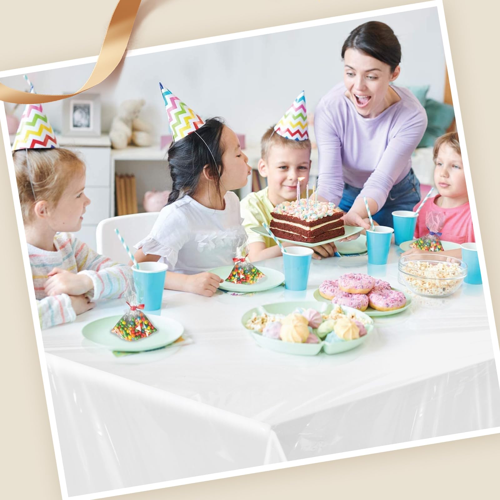 Goodluck 40 Inch X 300 Feet Plastic Table Cover Roll, Disposable Table Cloths for Parties, Rectangle Plastic Tablecloths for Party, Banquet, Wedding, Birthday, Anniversary Decorations, White
