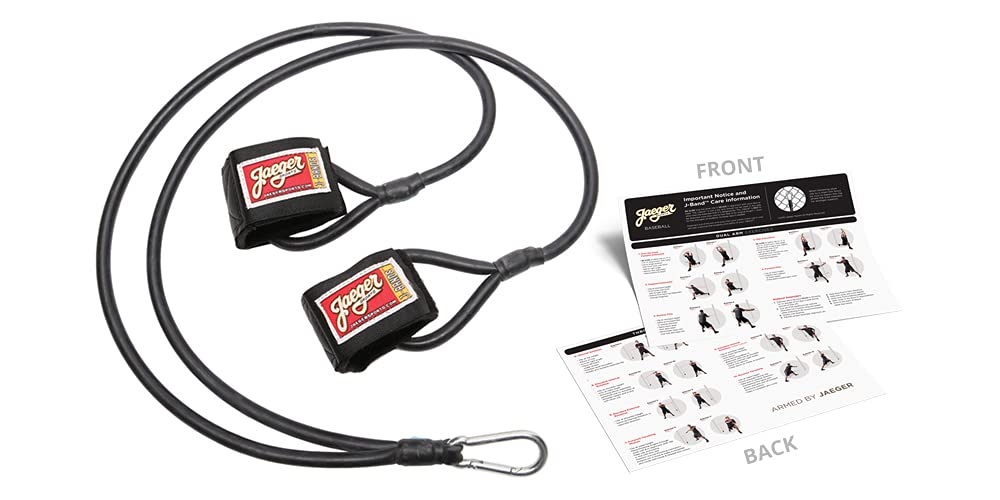 Jaeger J-Bands Resistance Bands for Baseball and Softball Pitchers. Baseball Pitching Trainer and Arm Trainer. Baseball bands for throwing. Baseball Training Equipment and Laminated Instruction Sheet