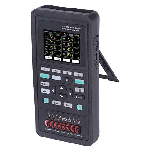 Multi Channel Temperature Detector, High Accuracy TFT HD Display U Disk Storage Function Temperature Data Recorder for Electronics Testing(US Plug)