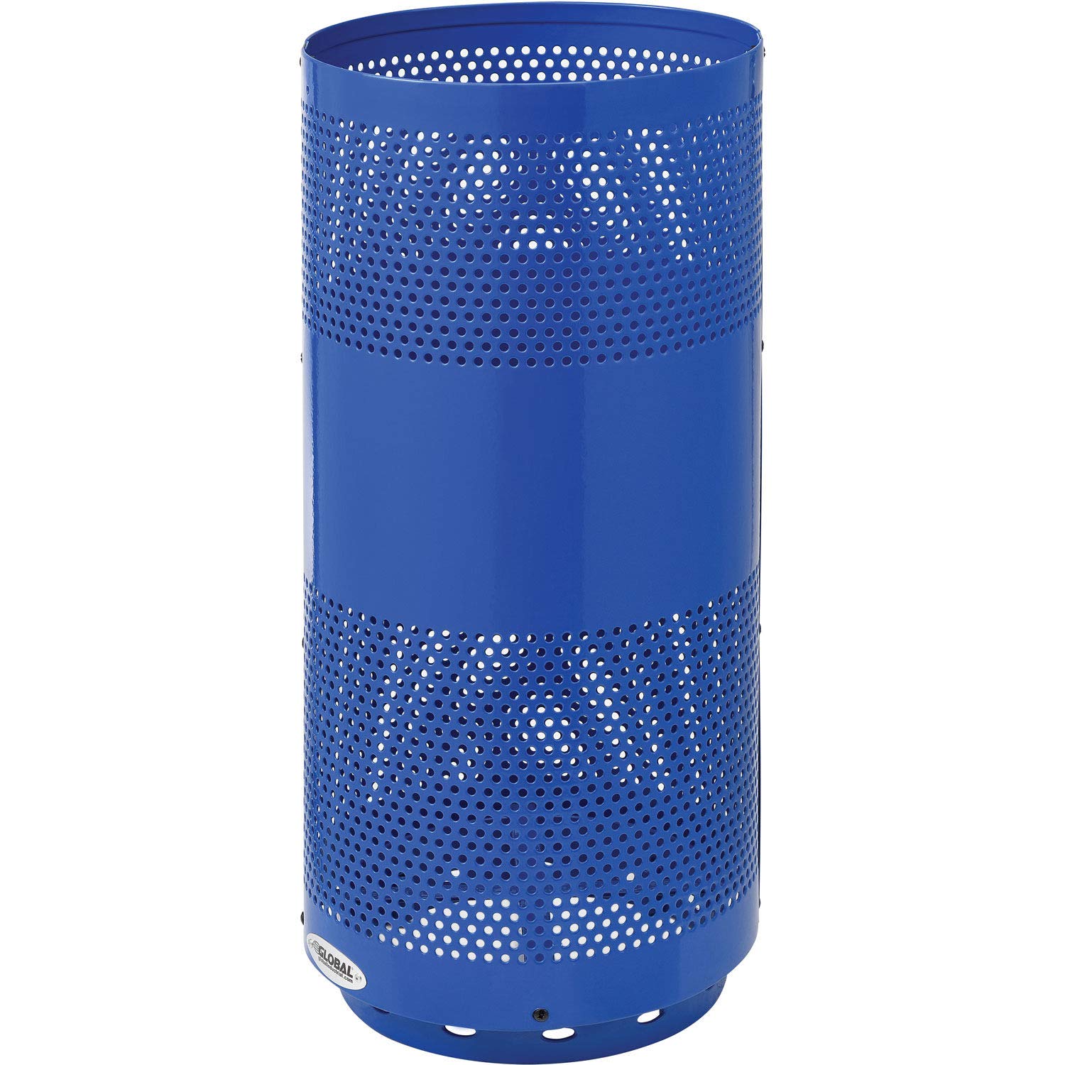 Global Industrial 20 Gallon Perforated Steel Receptacle with Flat Lid, Blue