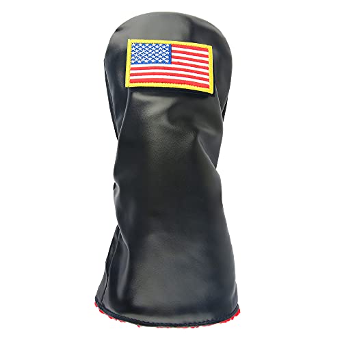 Golf Club Head Cover, Leather Golf Driver Head Covers 460CC with Replaceable Embroidery Badges (US Embroidery)