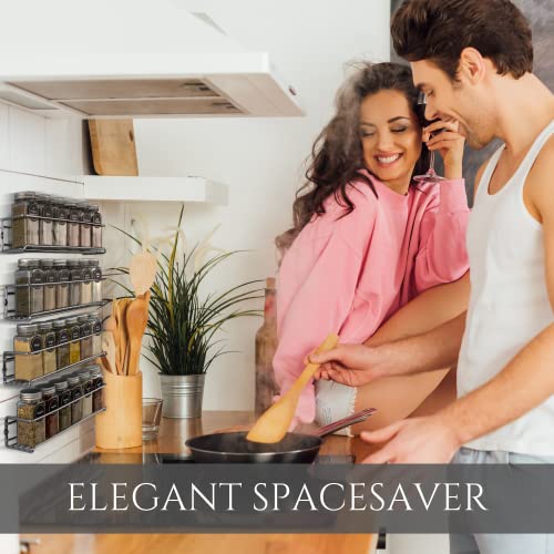 ZICOTO Premium Iron Spice Rack Organizer for Cabinets or Wall Mounts - Space Saving Set of 4 Hanging Racks - Perfect Seasoning Organizer For Your Kitchen Cabinet, Cupboard or Pantry Door