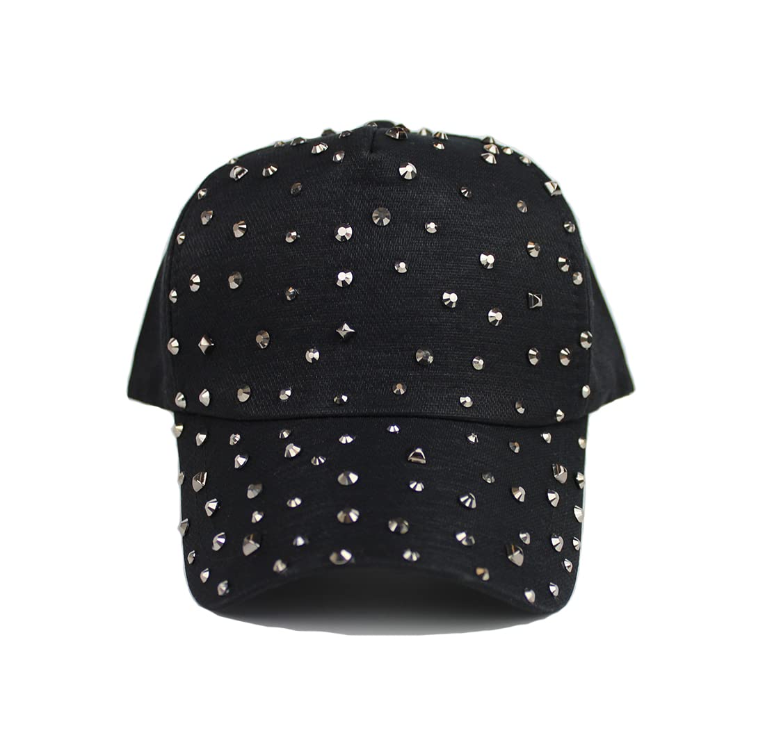 Gudessly Adjustable Breathable Rhinestone Baseball Cap for Women Bling Sequins