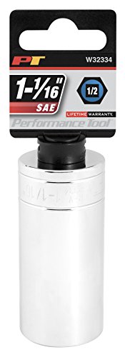 Performance Tool W32334 1/2 Drive 1-1/16 6Point Deep Wall Socket, 1 Pack