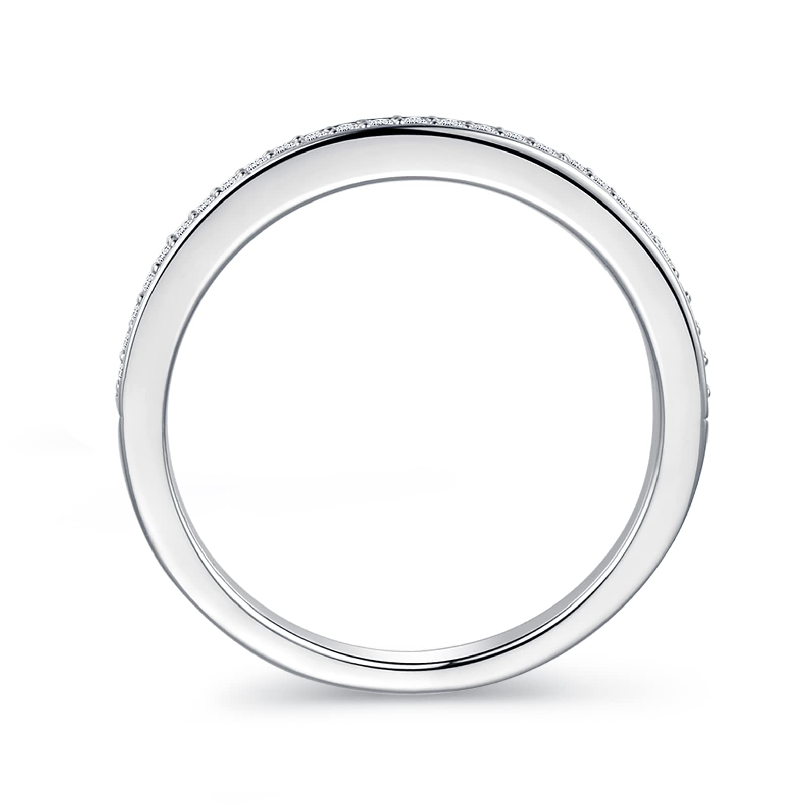 HAFEEZ CENTER 2mm Micropave Half Eternity Moissanite Wedding Band for Women (6.5)