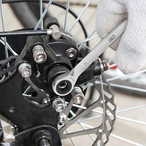 Prostormer 20-Piece SAE and Metric Ratcheting Wrench Set, Chrome Vanadium Steel Combination Ratchet Wrench Kit with Portable Roll-Up Canvas Bag (10Pcs Flex-Head + 10Pcs Fixed Head)