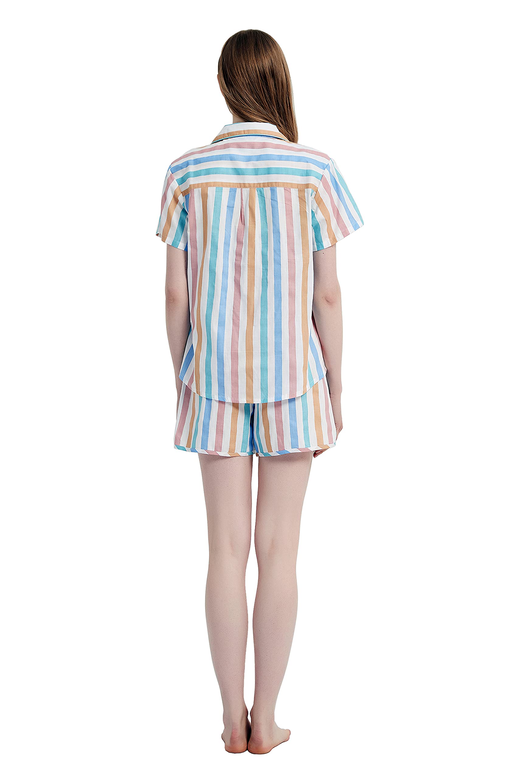 GLOBAL Womens Pajama Set Short Sleeve PJs for Women cotton Pajamas Summer Sleepwear