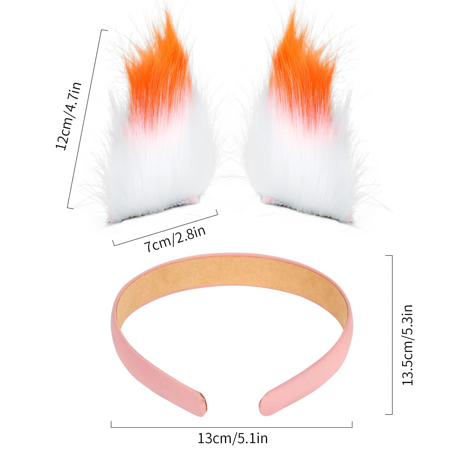 HAOAN Faux Fur Fox Tail and Clip Ears Kit for Halloween Party Costume Accessories Xmas Toys Gift