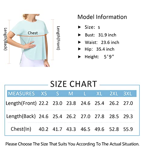 THE GYM PEOPLE Women's Workout T-Shirts Loose Fit Short Sleeve Cotton Running Basic Tee Tops with Split Hem White