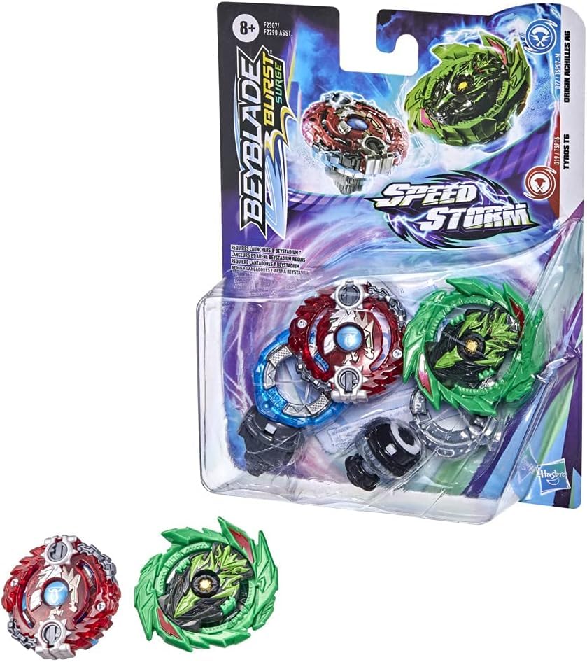 Hasbro Beyblade Burst Surge Speed Storm Twin Pack Origin Achilles A6 and Tyros T6