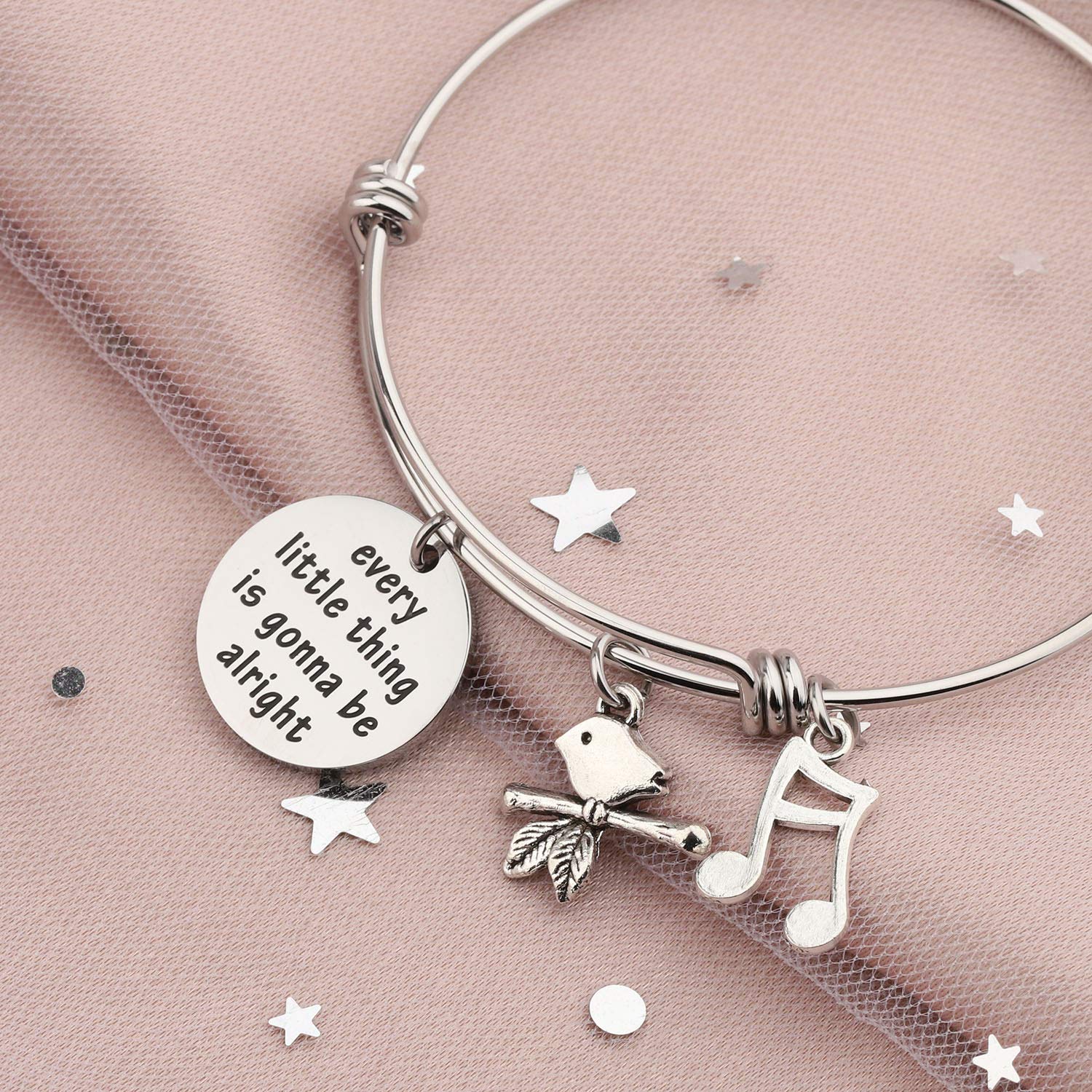 Gzrlyf Every Little Thing is Gonna be Alright Three Little Birds Keychain Inspirational Gifts (Bracelet)