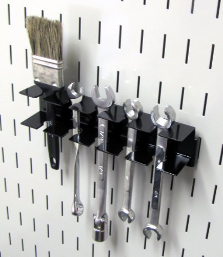Wall Control ASM-SL-008 B Pegboard Slotted Tool Holder Bracket Slotted Metal Accessory for Wall Control Pegboard Only, Black
