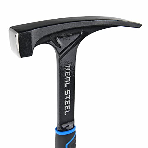 Real Steel Ultra Rock Pick Hammer 20 oz One Piece Steel Chipping Brick Masonry Hammer with Rubber Grip for Geological Study and Rock Hounding 0523
