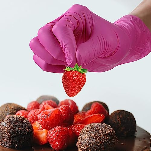SwiftGrip Powder-Free Nitrile Gloves, Medium, 50ct Box - 3-mil, Disposable, Latex-Free, for Kitchen, Cleaning, Estheticians, Hair Stylist - Pink/Fuchsia
