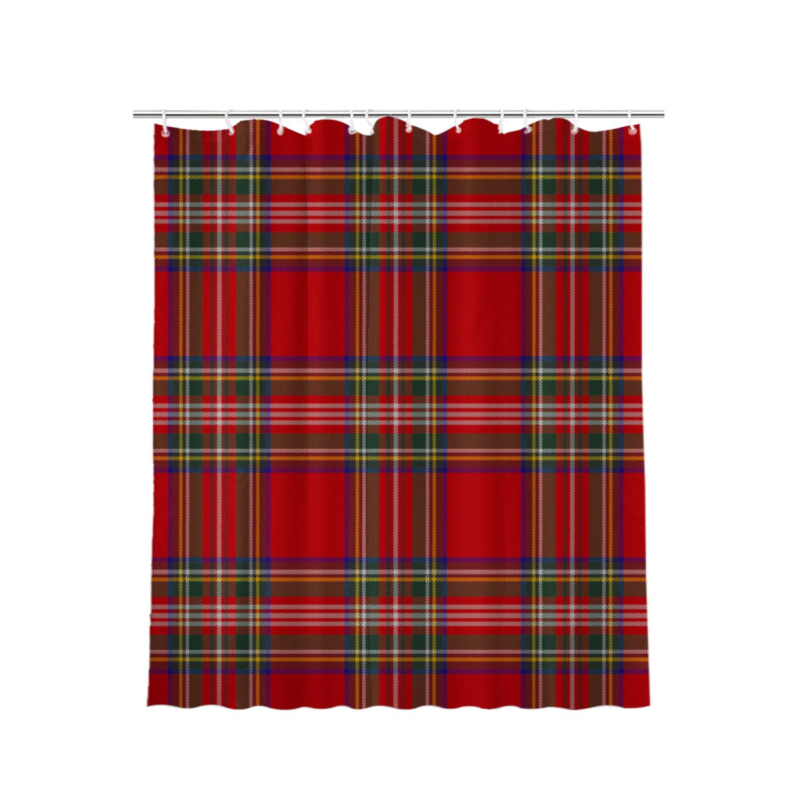 GOOESING Christmas Plaid Shower Curtain Scottish Tartan Farmhouse Bathroom Shower Curtains for Bathtub Decoration with Hooks 72x72 Inch, Red and Green