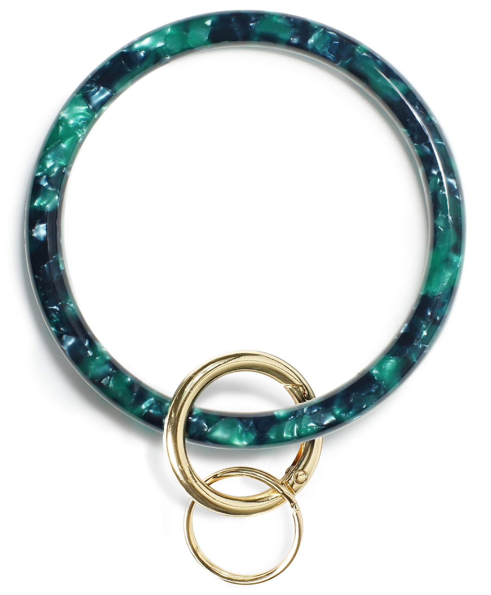 Heesch Bangle Key Ring Bracelet Keychain Key Ring Bracelet for Women, Acetate Circle Keyring for Wrist (Dark Green)