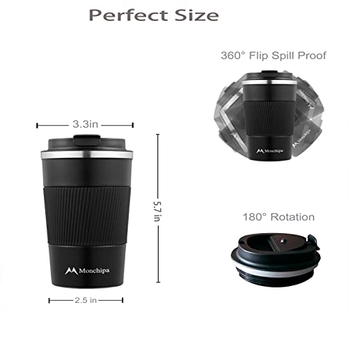 Travel Coffee Mug-12oz, Stainless Steel Coffee Cups, Double Wall thermos with Screw Lid - Spill Proof, Reusable Insulated Cup for Cold and Hot Beverages (Pink-12oz)