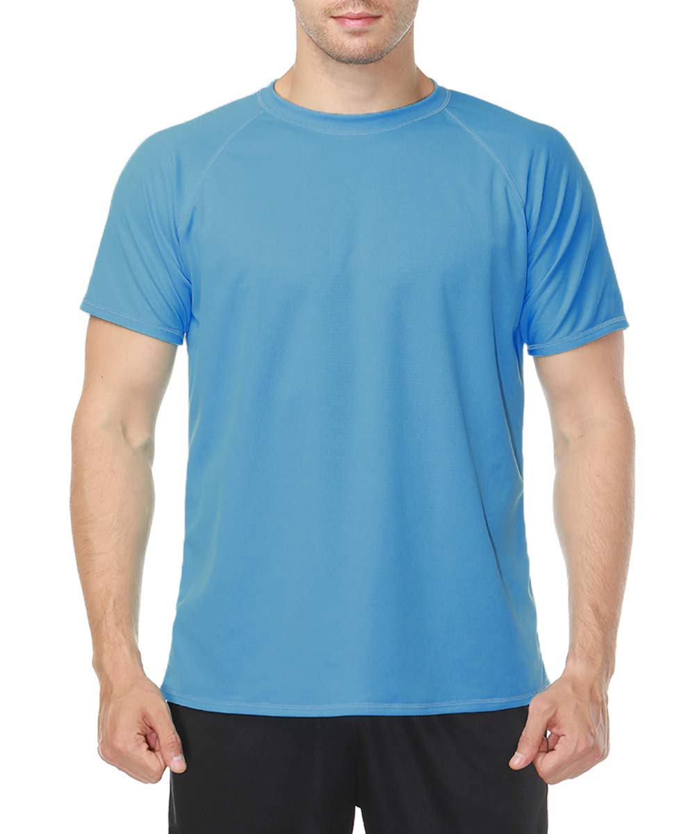 Haimao Mens Short Sleeve Rashguard Tops Quick Drying Athletic Shirt Blue
