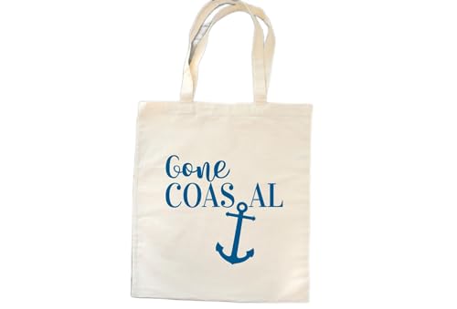 Gone Coastal Reusable Canvas Bag Natural Cotton Canvas Bag 15x16 Inches