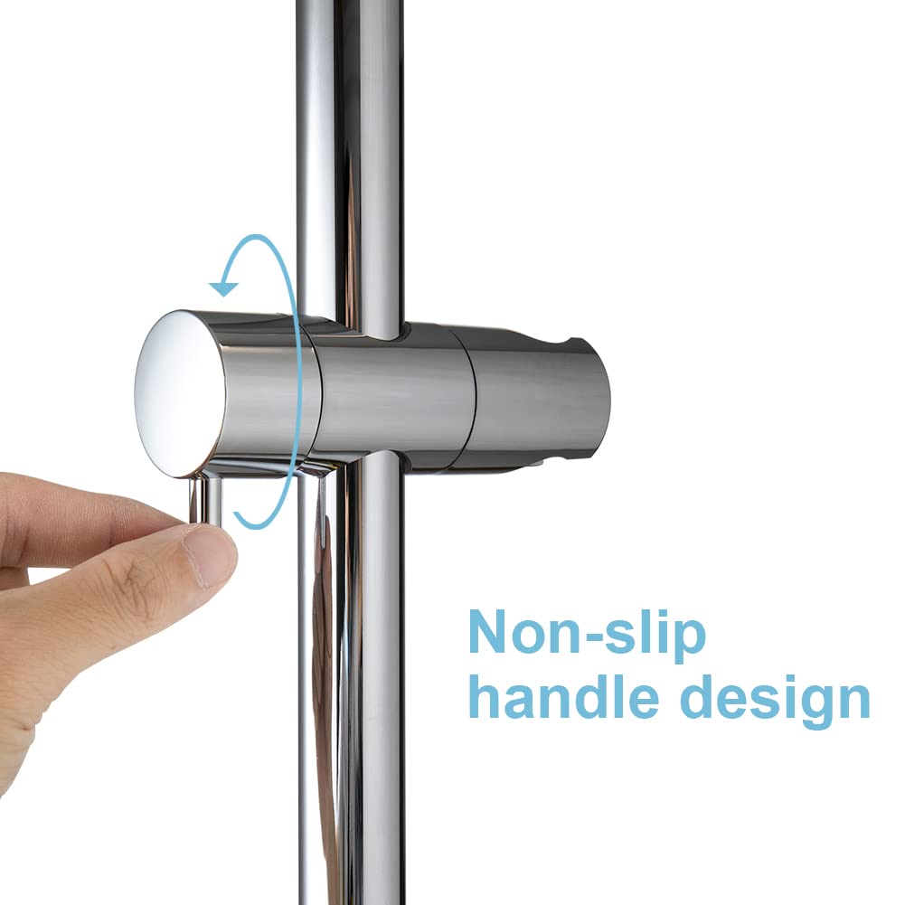 OFFO Shower Slide Bar 27 Inches Adjustable Installation Distance 15-26 Inches with 360° Adjustable Handheld Shower Head Holder for Bathroom, Screw Wall Mounted, Chrome Finish