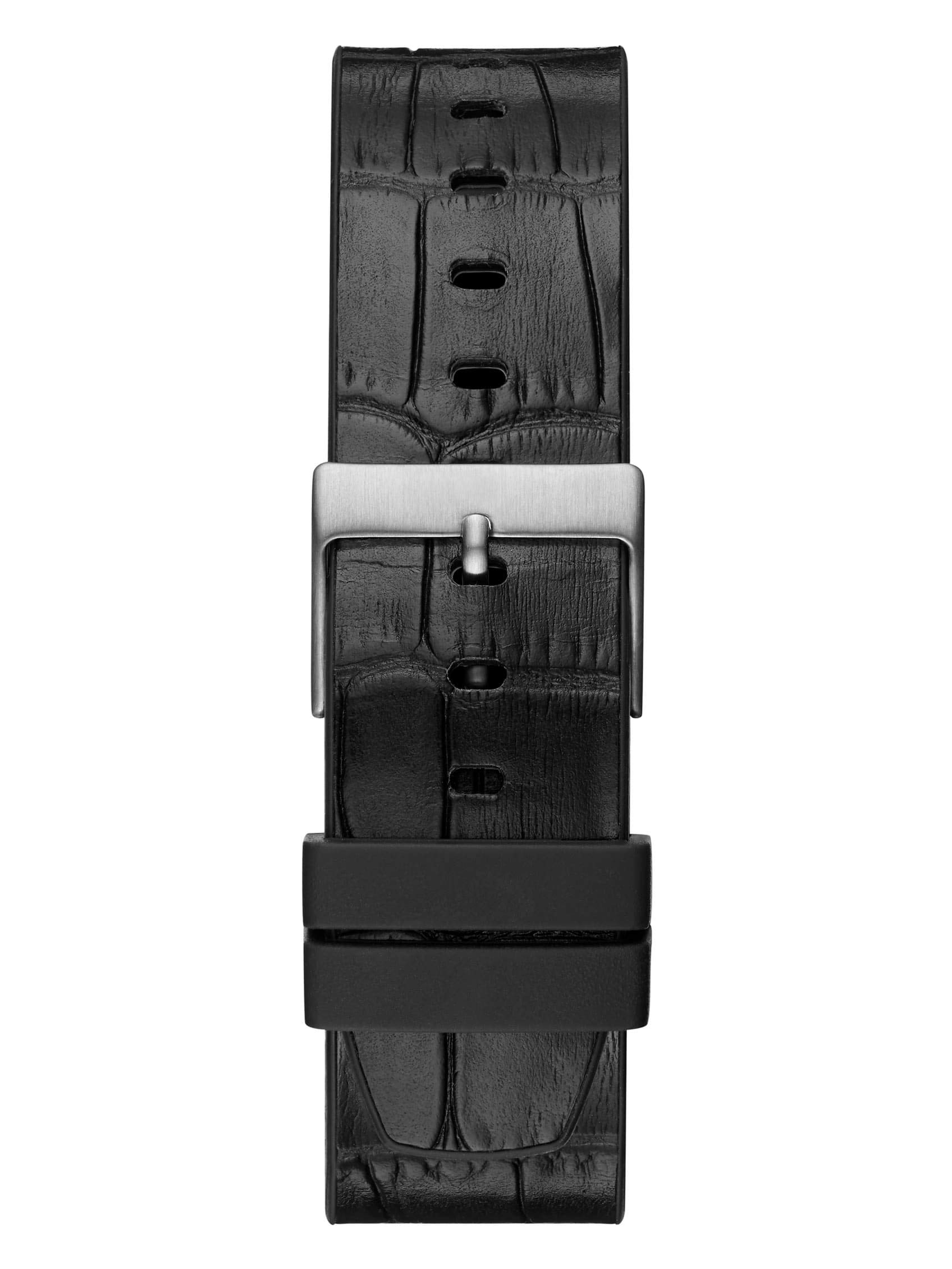 GUESS Silver-Tone and Black Croc Watch