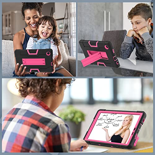 TCL Tab 8 LE Case for Kids 9137W,YLDZSH for TCL Tab 8 WiFi Tablet Case 9132X Soft Silicone Hard Back Hybrid Case for TCL Tab 8 Tablet (Black+Rose red)