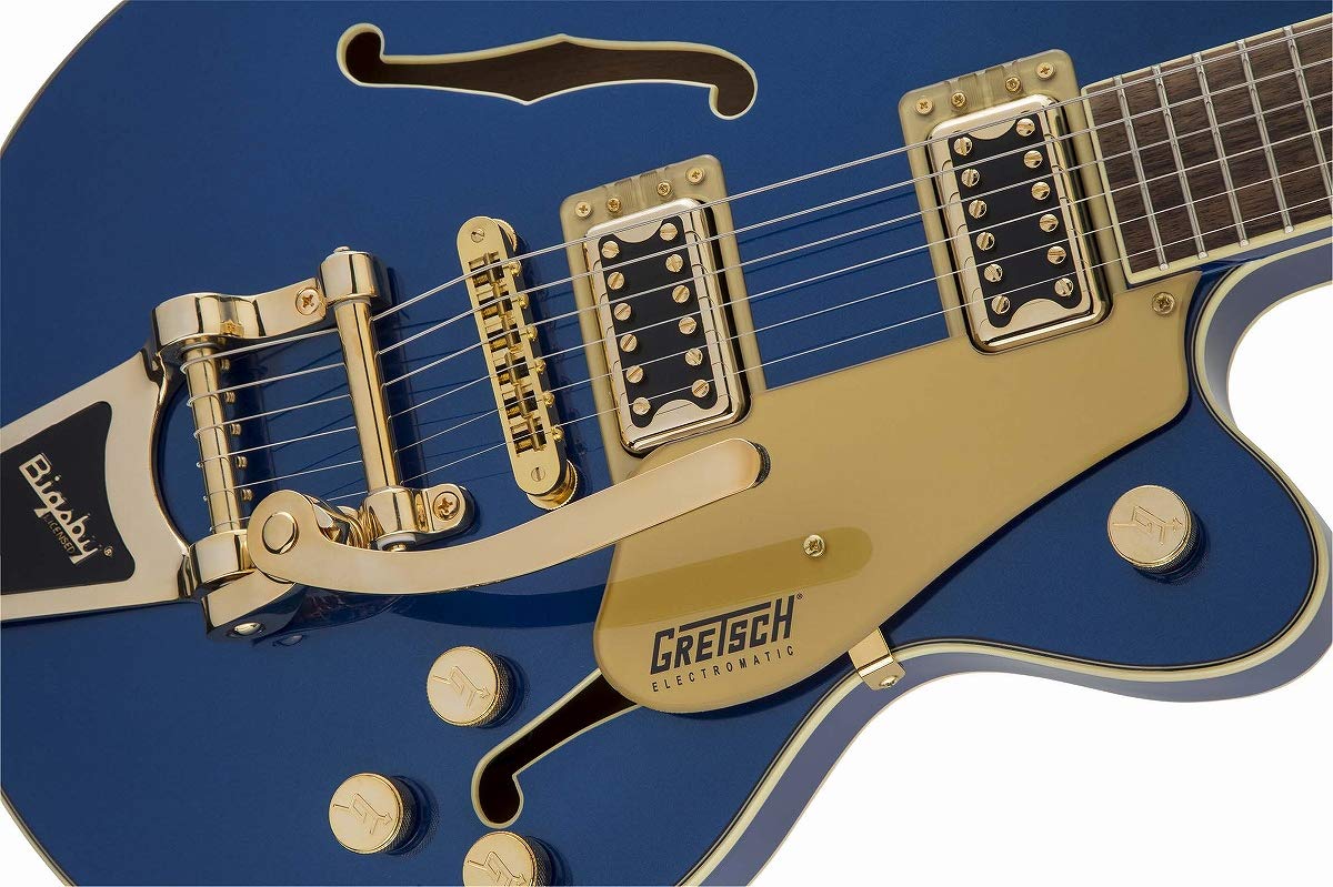 Gretsch G5655TG Electromatic Center Block Jr. Azure Metallic w/Bigsby & Black Top Broad'Tron Pickups