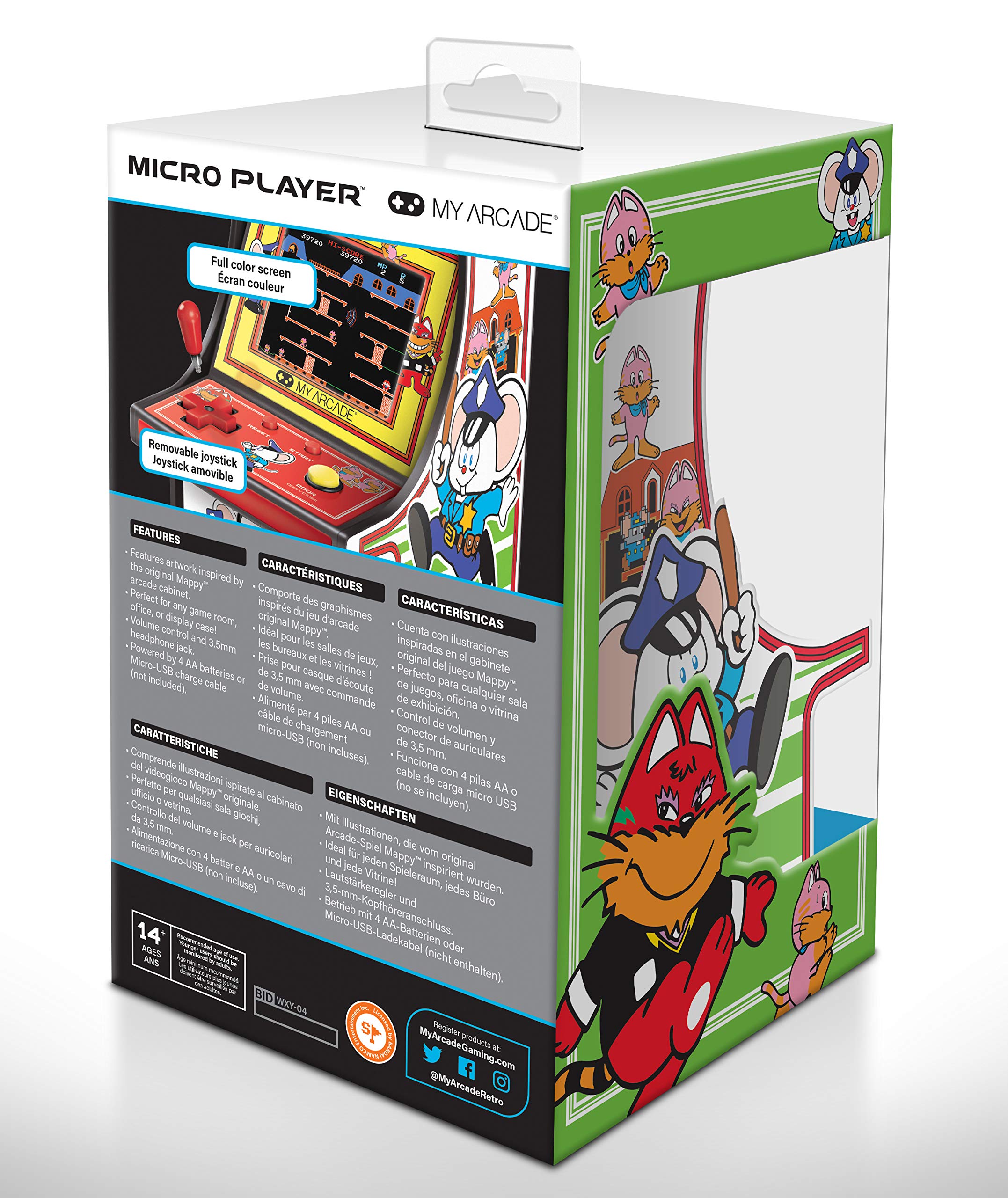 My Arcade My Arcade Mappy Micro Player: Fully Playable, 6.75 Inch Collectible & Micro Player Mini Arcade Machine: Galaxian Video Game, Fully Playable, 6.75 Inch Collectible, Color Display, Speaker